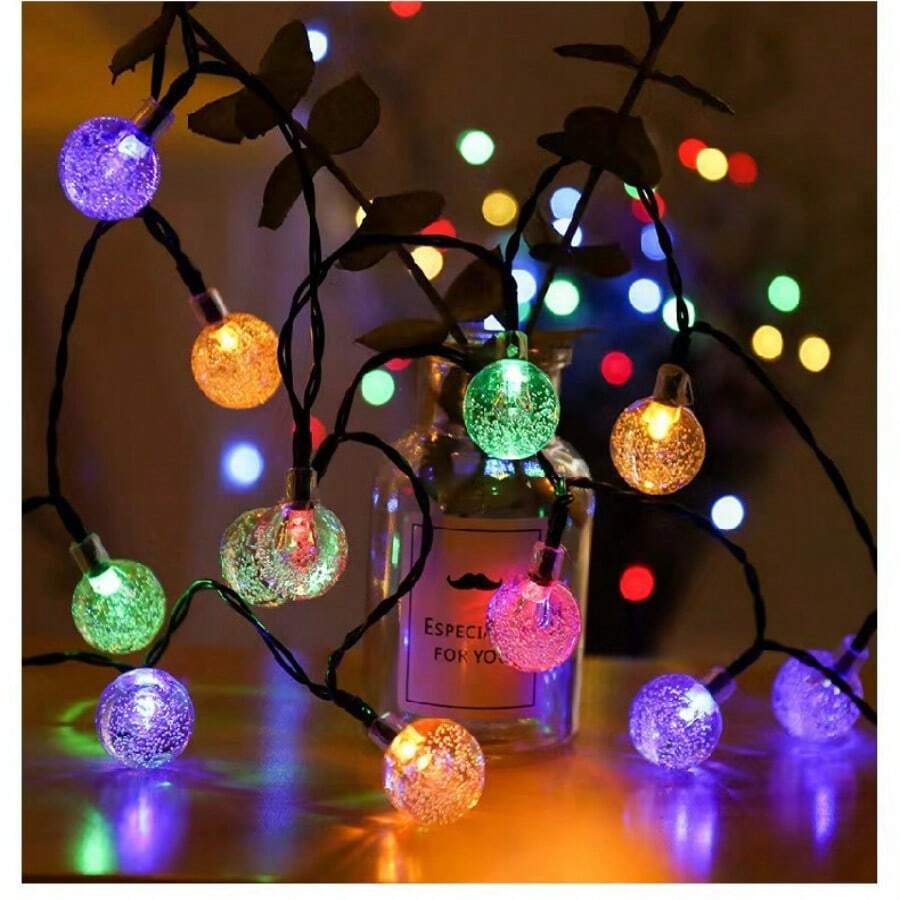 1 Set Of 8 Function Solar Bubble Ball Or Star 12m 100 Light String No ...