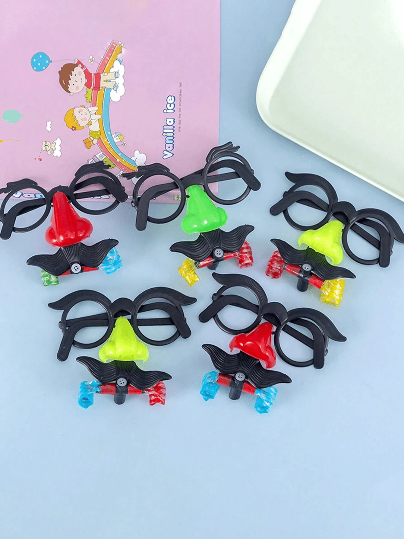 5pcs-Random Colours Funny Party Blowers With Fake Moustache, Glares And ...