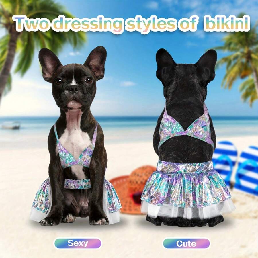 Rainbow Dog Bikini, Mermaid Dog Bikini, Summer Puppy Beach Swimsuit ...