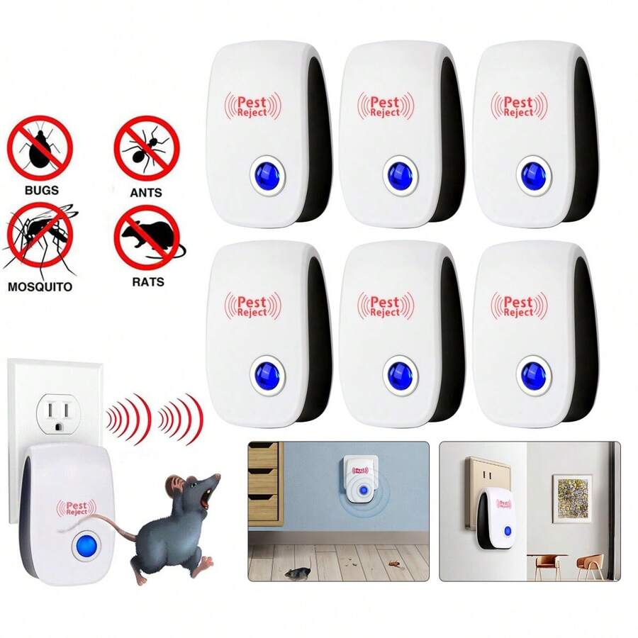 Dazone 6 Pack Ultrasonic Pest Control Repeller US Plug-In Reject Rat ...