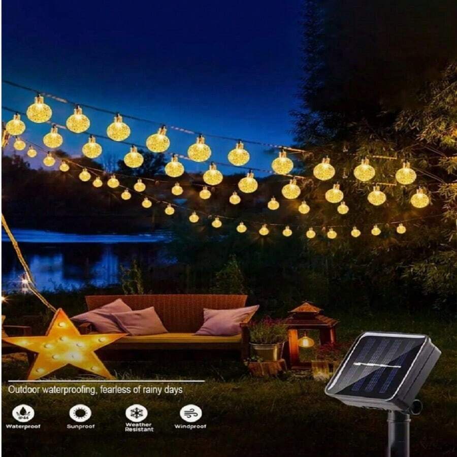 1 Set Of 8 Function Solar Bubble Ball Or Star 12m 100 Light String No ...