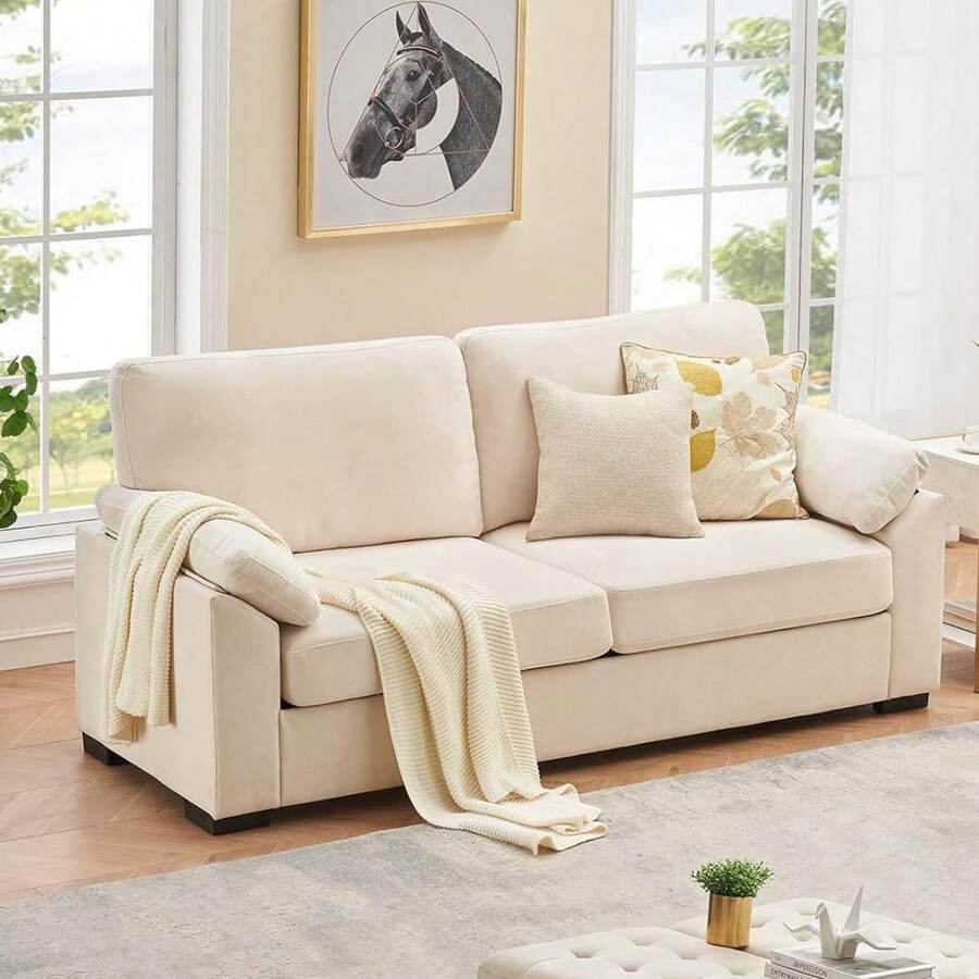 Modern 3-Seater 80 Inch Sofa - Comfy Couch For Living Room Or Apartment ...