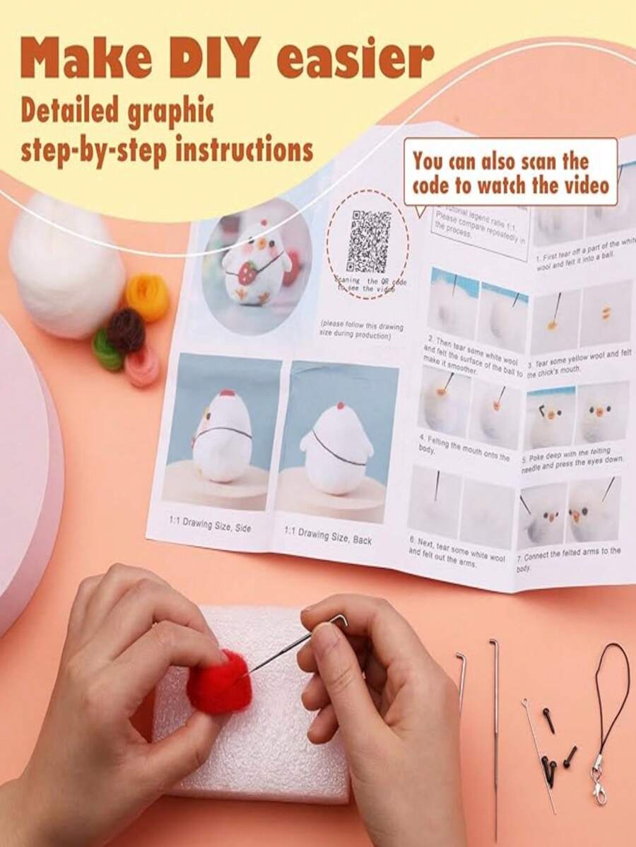 1set Chick Shaped Wool Material Package Set For Handmade DIY Wool ...