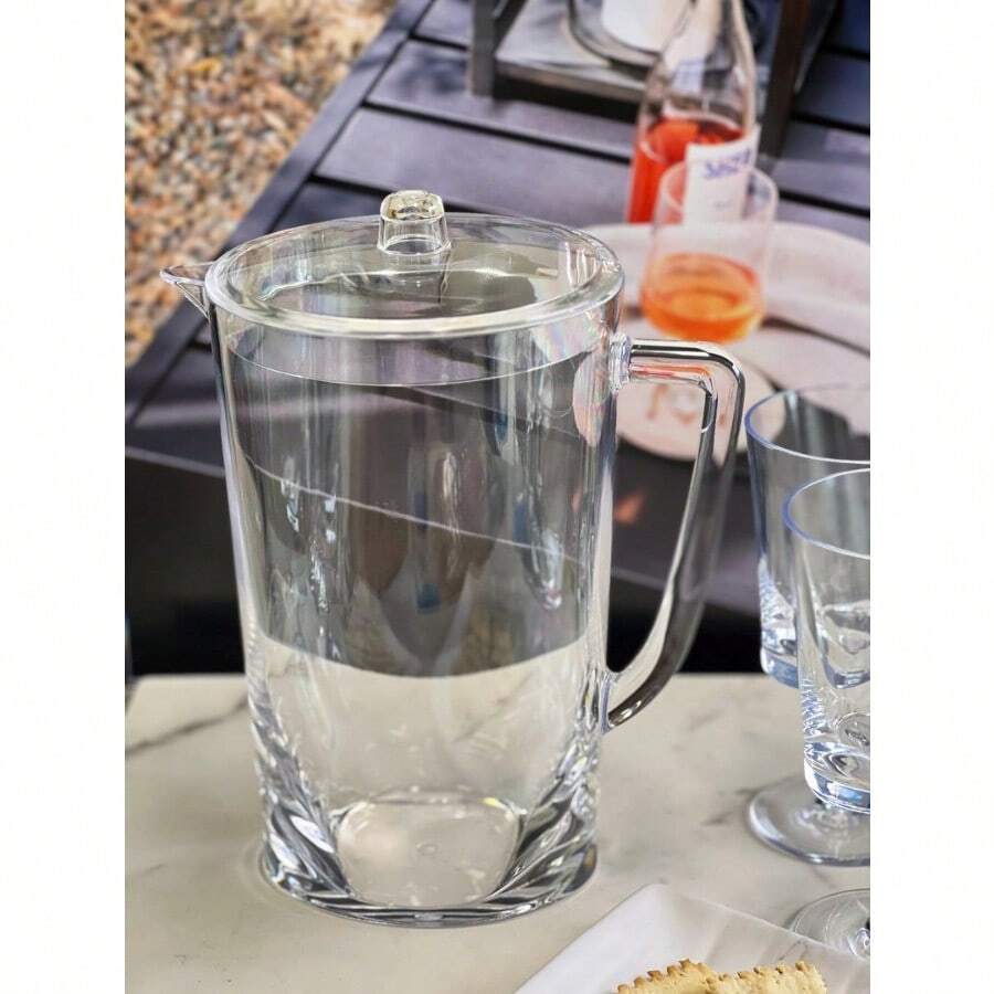 2.75 Quarts Water Pitcher With Lid, Oval Halo Design Unbreakable ...