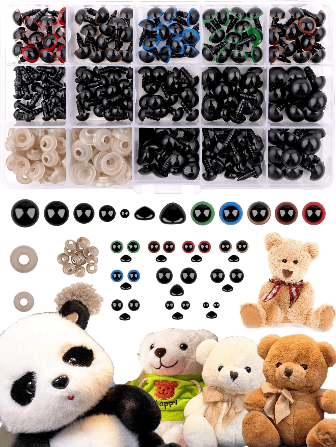 Crochet Animal Safety Eyes, 195 Pack Eyes (With Washers), Button Eyes ...