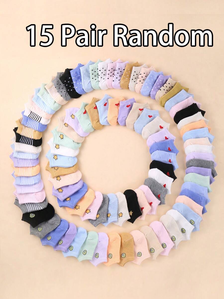 15 Pairs/Set Random Color Pattern Unisex Baby Socks Toddler Unisex Boat ...