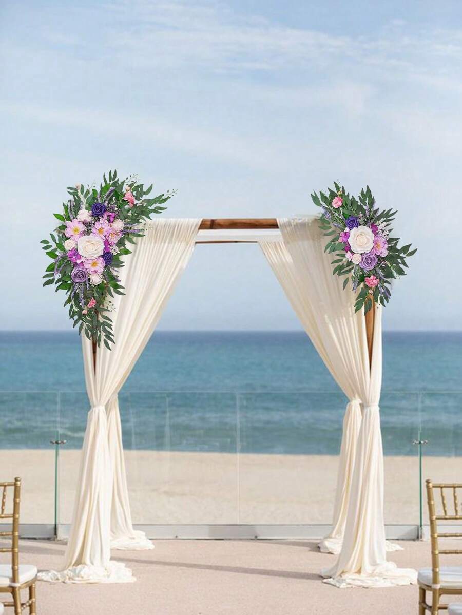 Artificial Flower Swag Wedding Arch Flowers Set Of 2 Rose Flower Swag ...