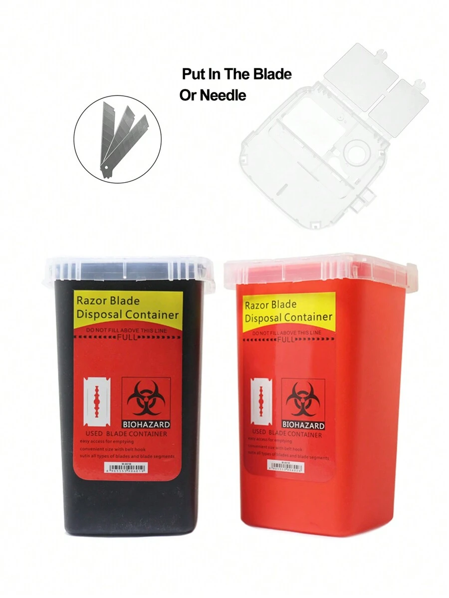 1 Pc Barbershop Disposal Container Case Waste Blade Storage Box Tattoo ...