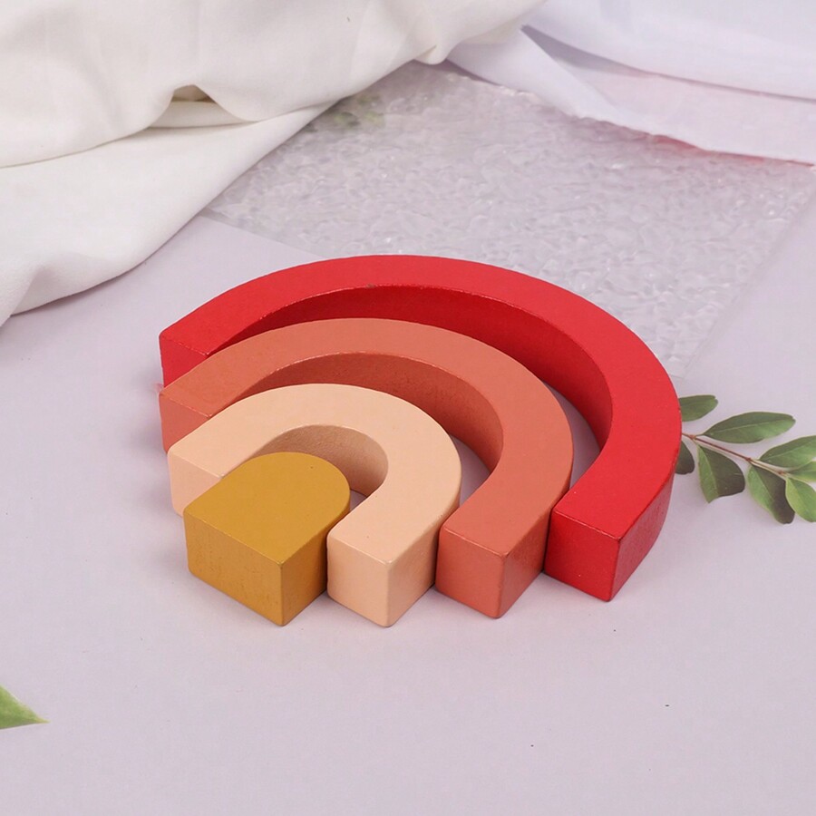 Rainbow Arch Semi-Circle Wooden Building Blocks Set, Colorful Shape ...