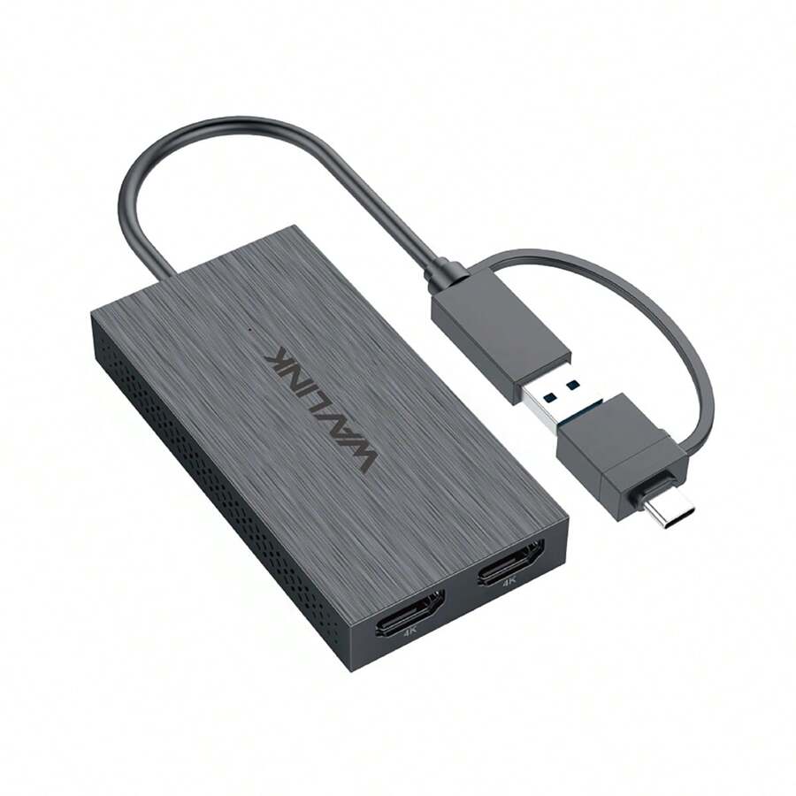 WAVLINK USB 3.1/USB C To Dual HDMI Adapter, DisplayLink Dual 5K@60Hz Monitor Hub For Dell HP ...