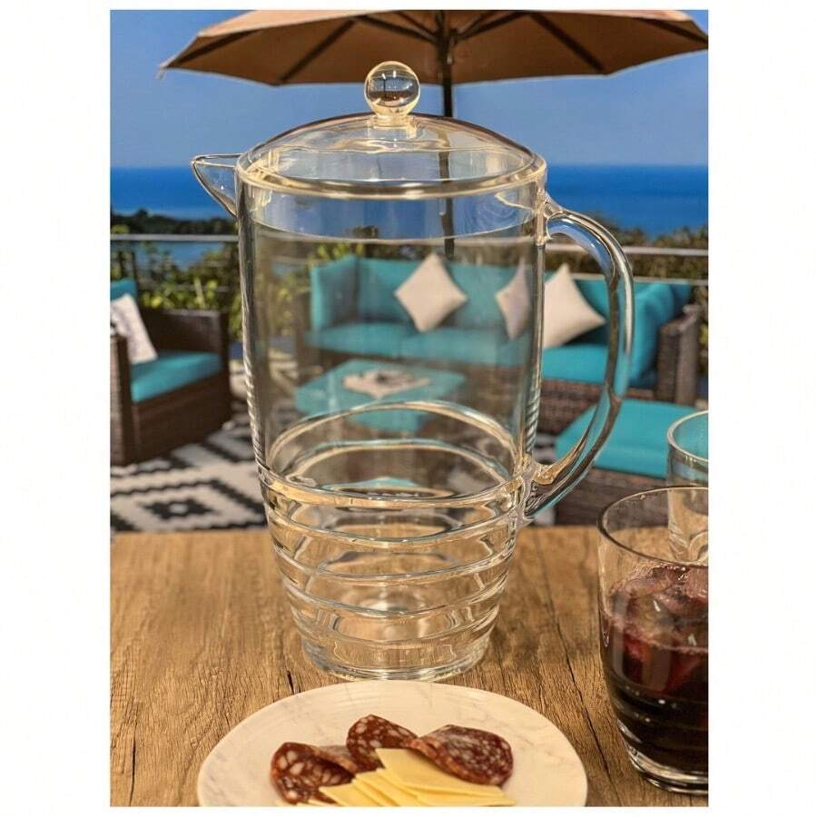 2.5 Quarts Water Pitcher With Lid, Swirl Unbreakable Plastic Pitcher ...