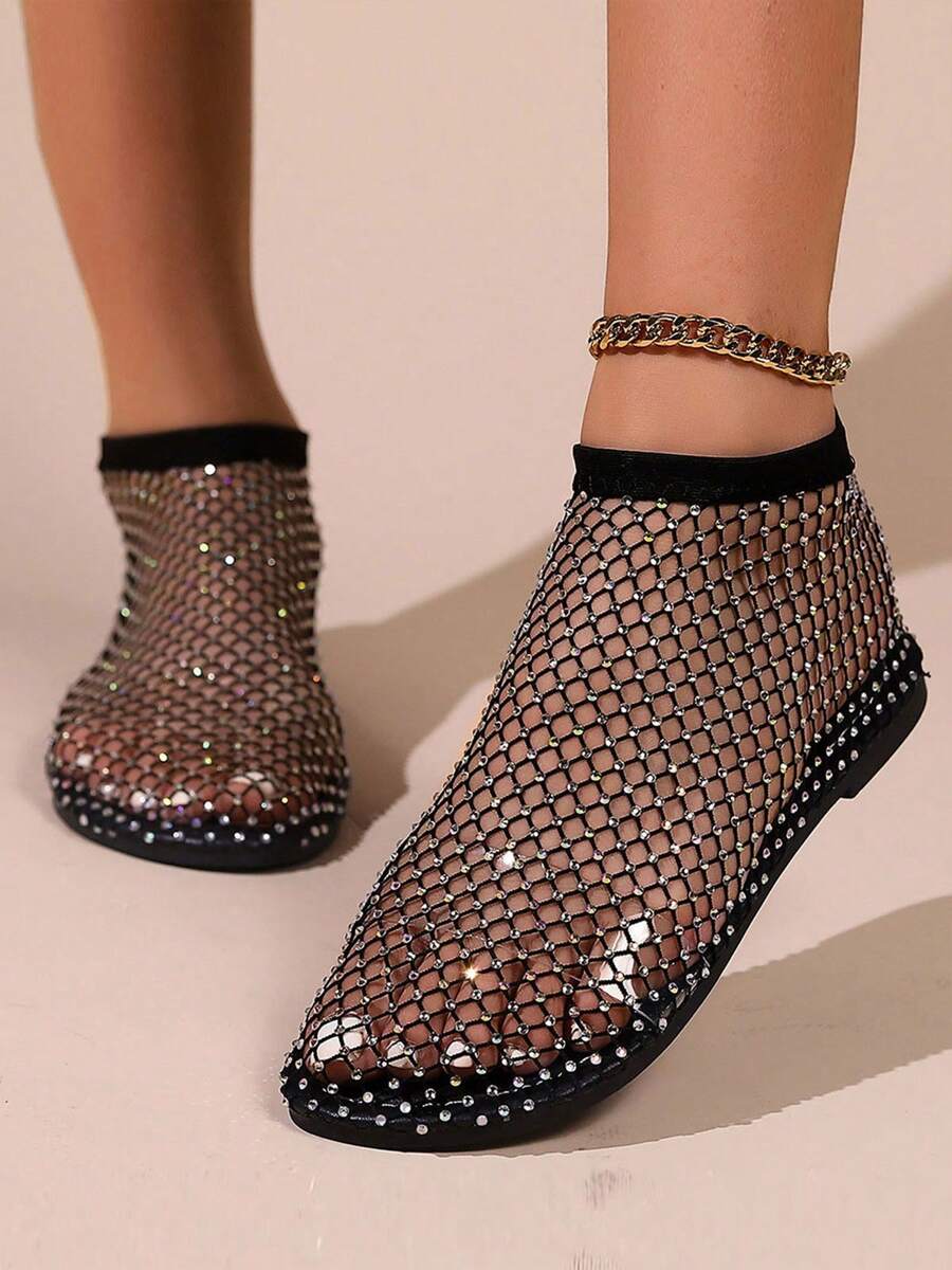 Sparkly Mesh Flat Sandals For Women Party & Clubwear Shoes Ultra ...