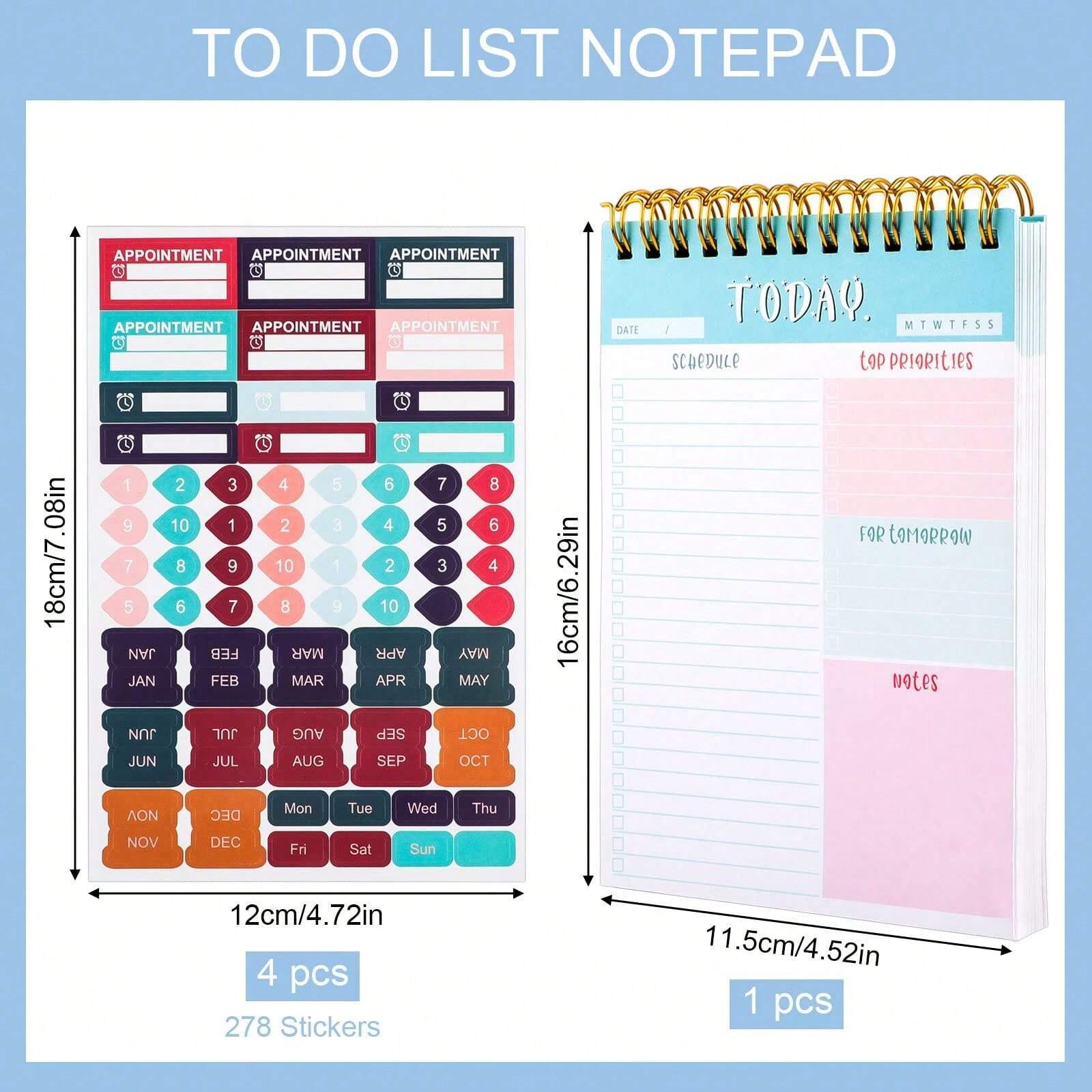 1-częściowy notatnik z terminarzem na listę rzeczy do zrobienia i ...