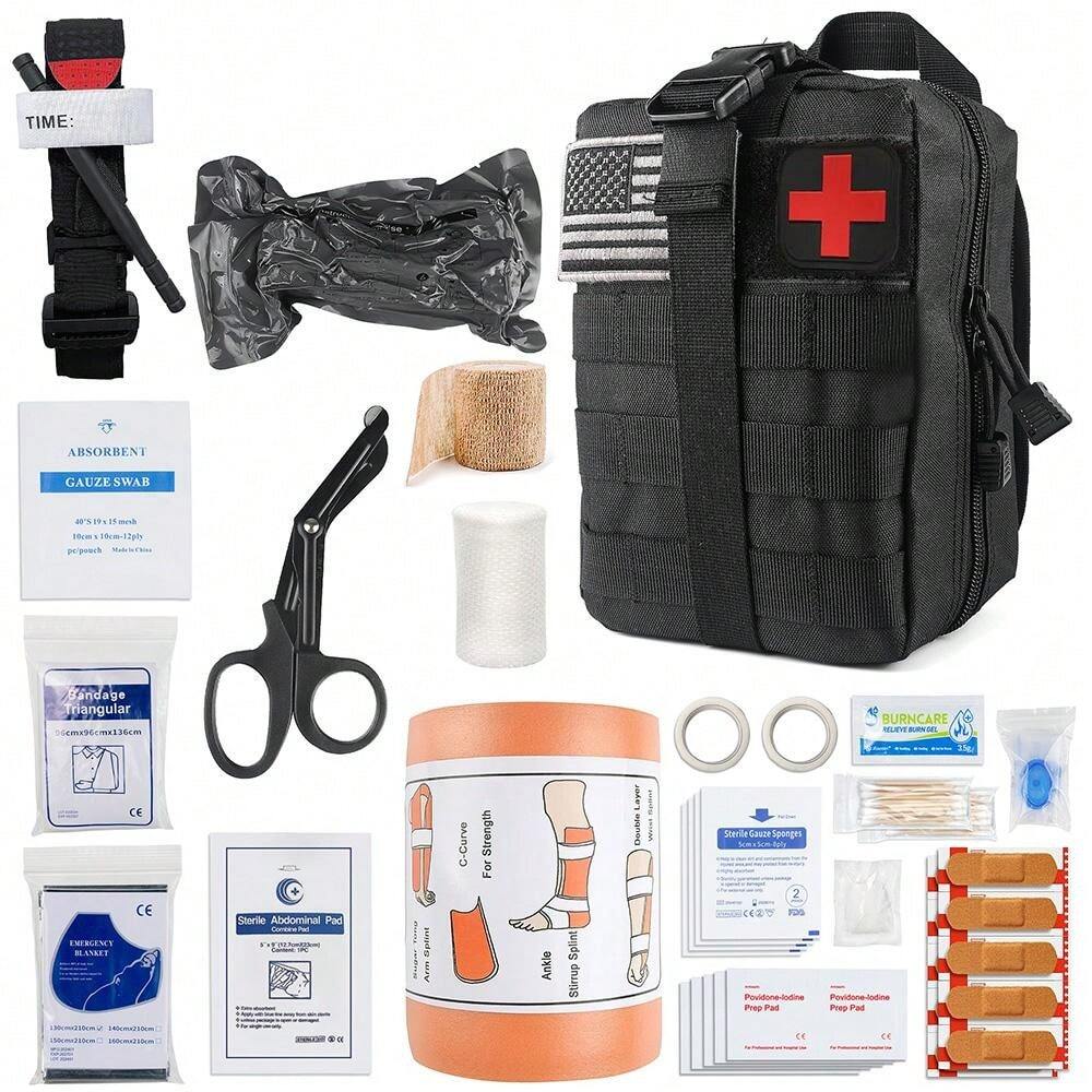 Survival First Aid Kit With Tourniquet, 6" Israeli Bandage, Splint ...