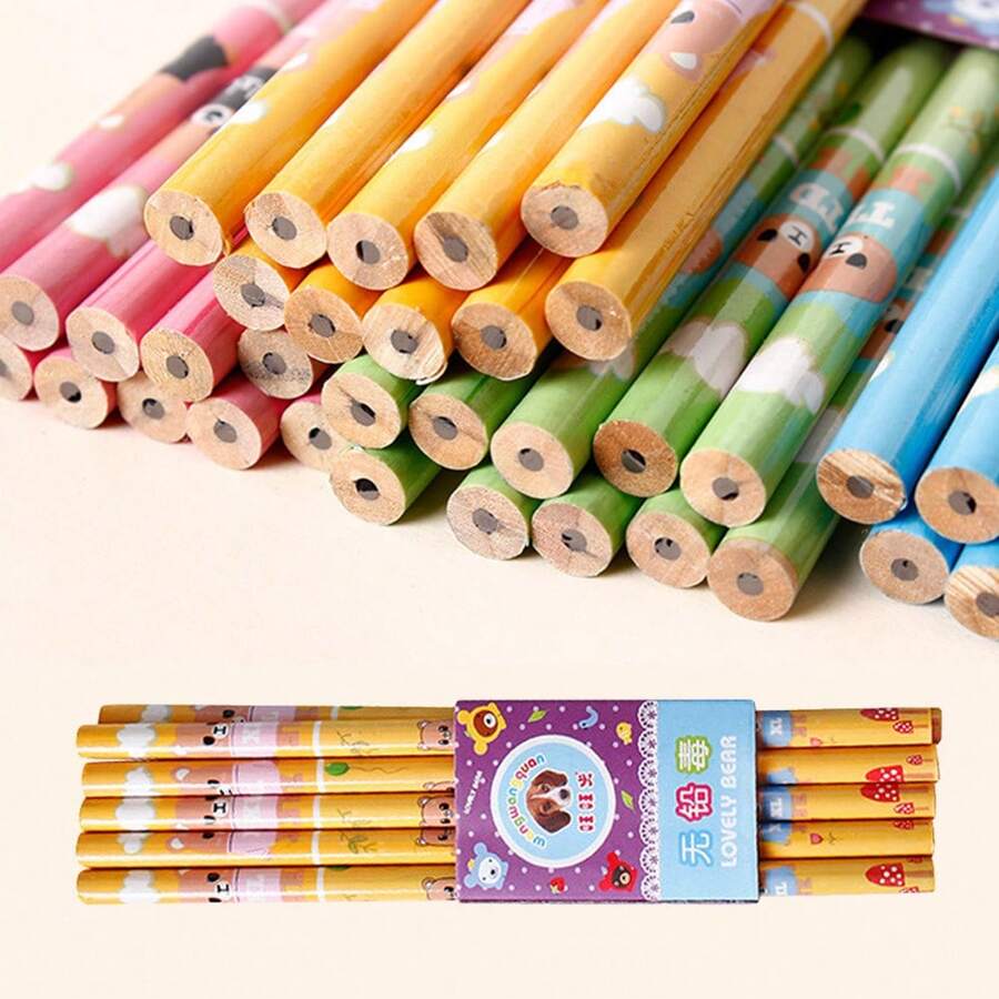 10pcs Random Colored HB Pencil Set, Cute Cartoon Wrapped Wooden Pencils ...
