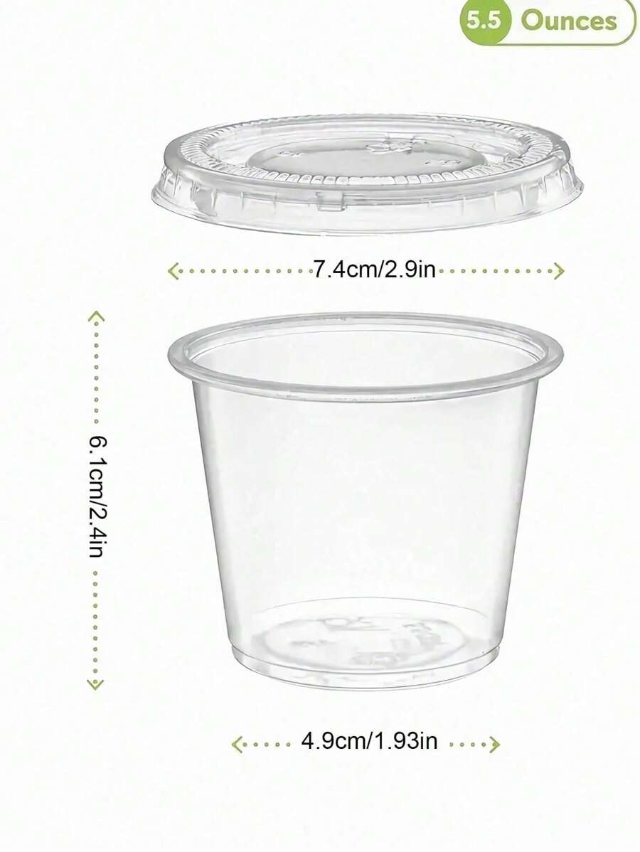 25pcs Disposable Mini Plastic Pudding Cups With Lids - Jelly Cups, 2oz ...