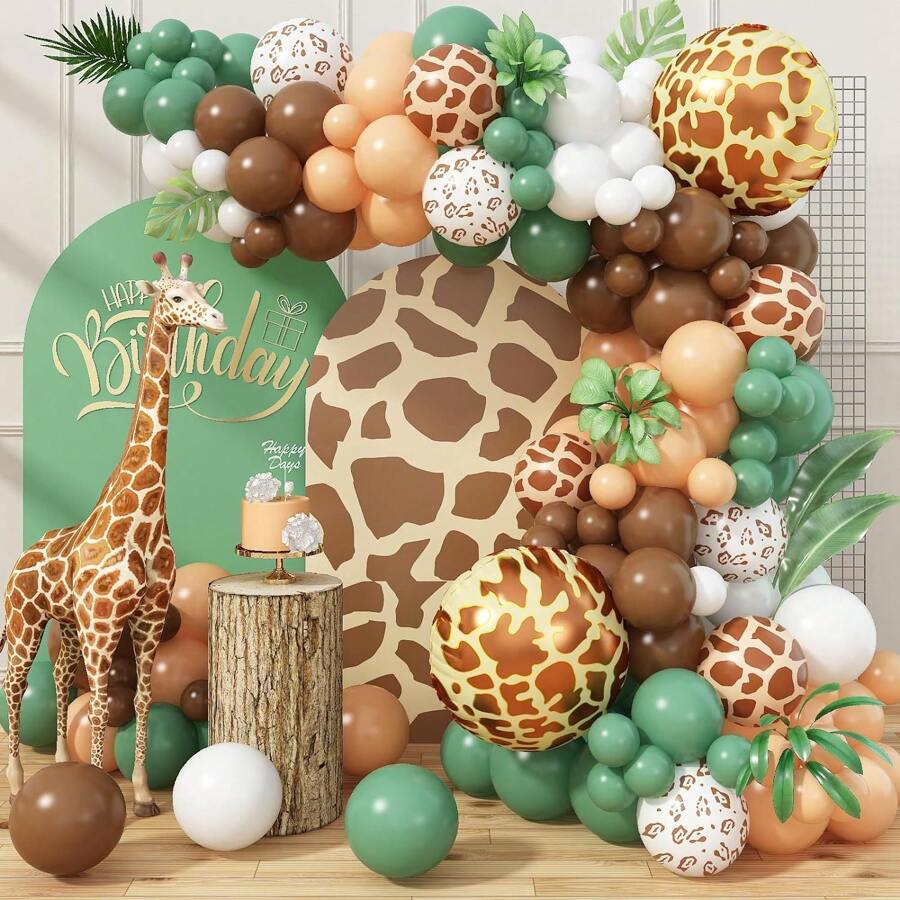 Jungle Safari Balloon Garland Arch Set, 1Set Sage Green Brown Balloon ...
