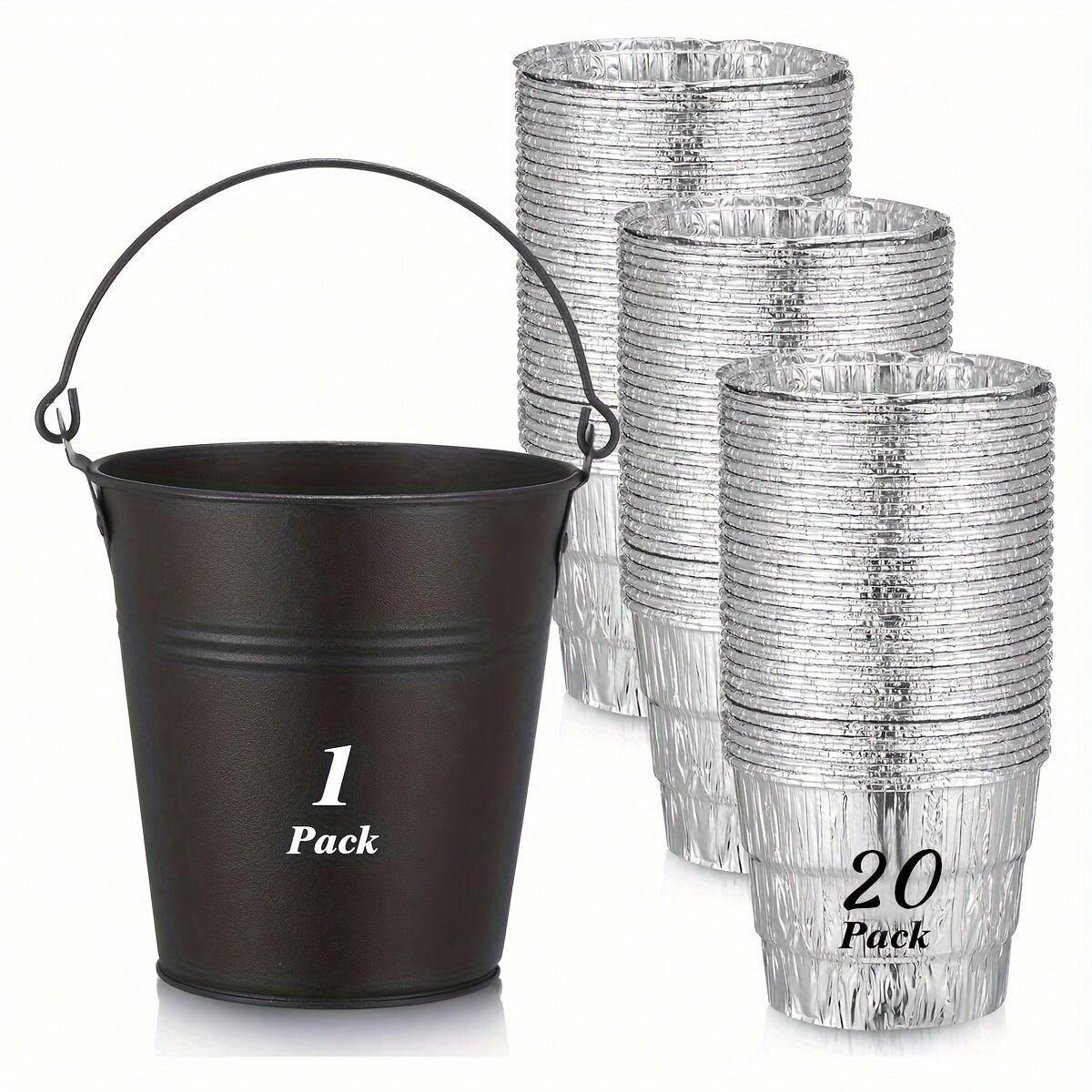 Black Grease Drip Bucket With 20 Pack Foil Liners Outdoor Grilling BBQ ...