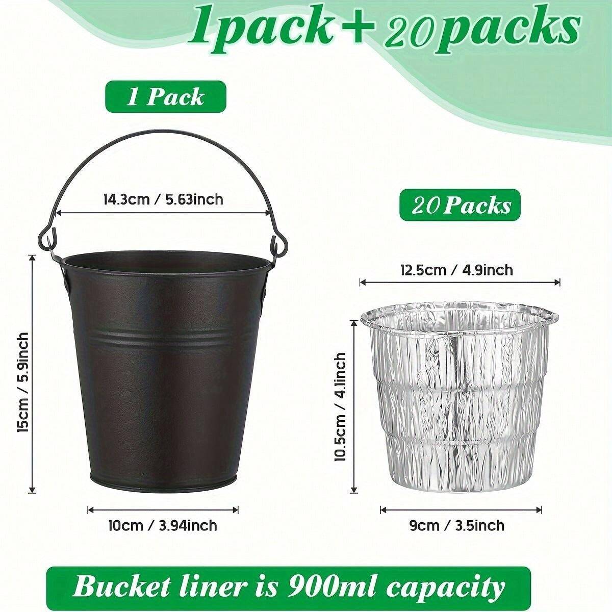 Black Grease Drip Bucket With 20 Pack Foil Liners Outdoor Grilling BBQ ...