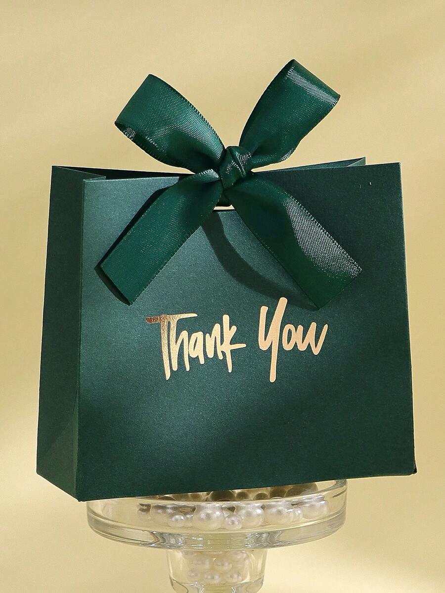 10 Pieces Of Green Paper Gift Boxes, With High-End Thank You Metal ...