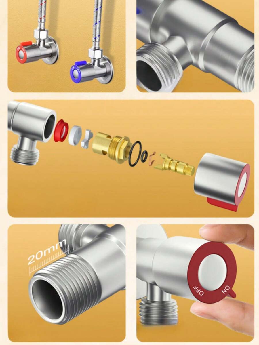 Full-Copper Angle Valve, Hot & Cold Water Control Valve For Water ...