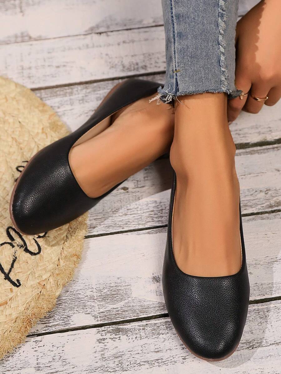 Women's Soft Work Shoes, Comfortable Leather Casual Slip-On Flats, For ...