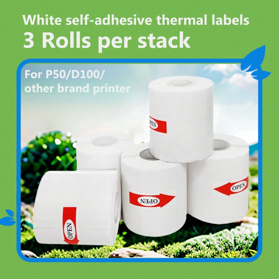 Marklife 3Rolls 40x30mm, 1.58"X1.18" White Thermal Adhesive Label ...