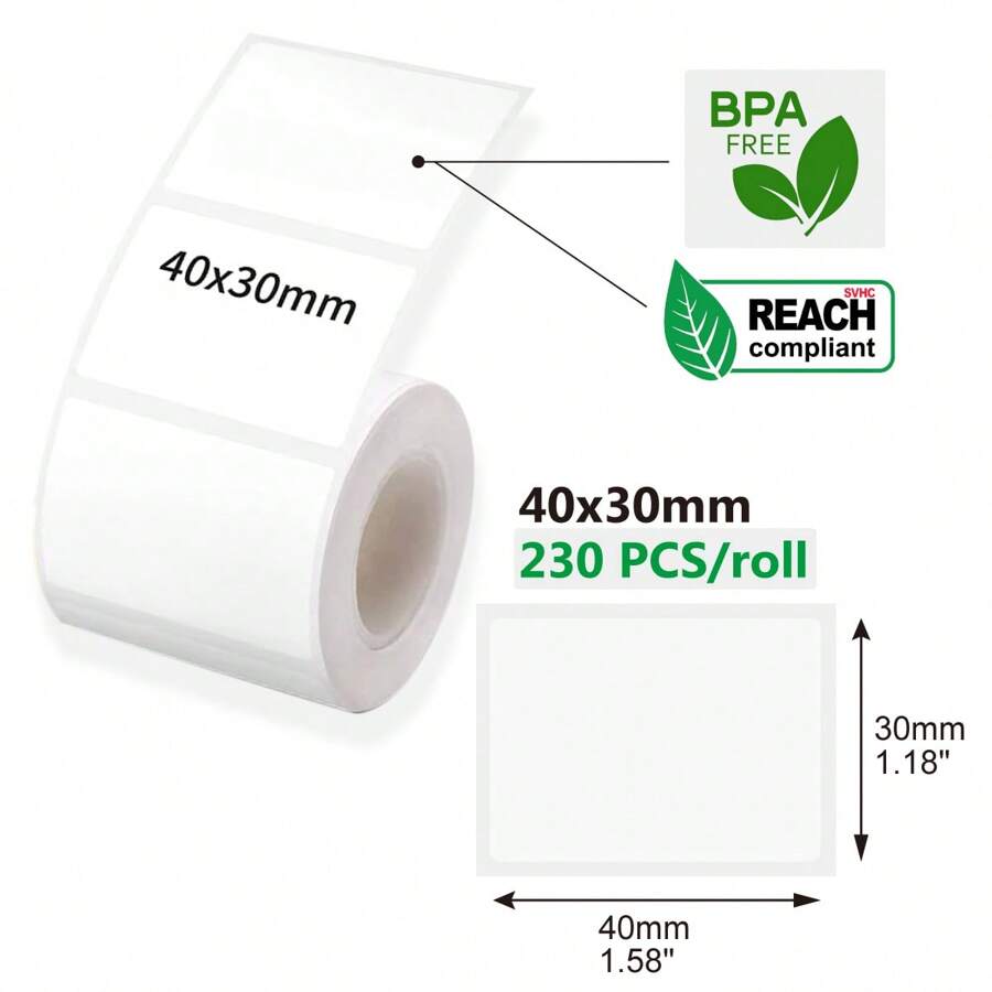 Marklife 3Rolls 40x30mm, 1.58"X1.18" White Thermal Adhesive Label ...