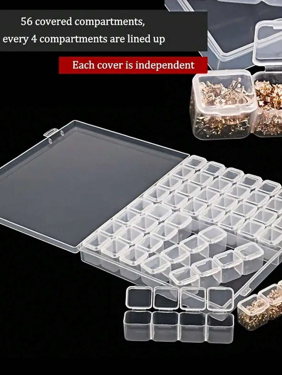 56 Compartments Nail Tool Storage Box, Plastic Jewelry And Nail ...