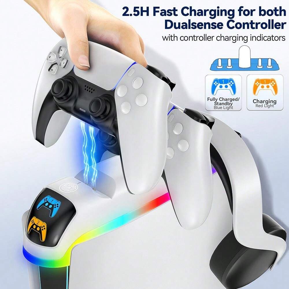 PS5 Controller Charging Station Holder With Headphone Storage, PS5 Slim ...