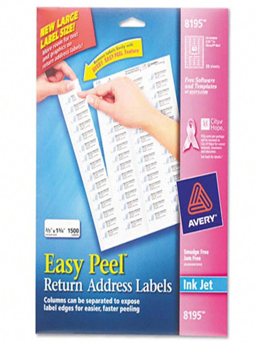 Avery 8195 Easy Peel Inkjet Return Address Labels 2/3 X 1-3/4 White ...