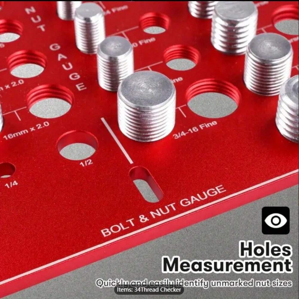 34-Piece Metal & Aluminum Nut And Bolt Thread Checker Set With 19 ...