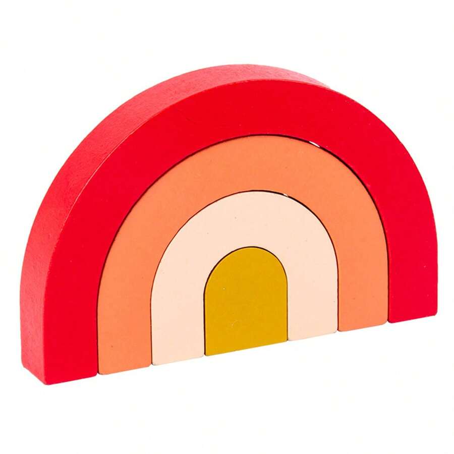 Rainbow Arch Semi-Circle Wooden Building Blocks Set, Colorful Shape ...
