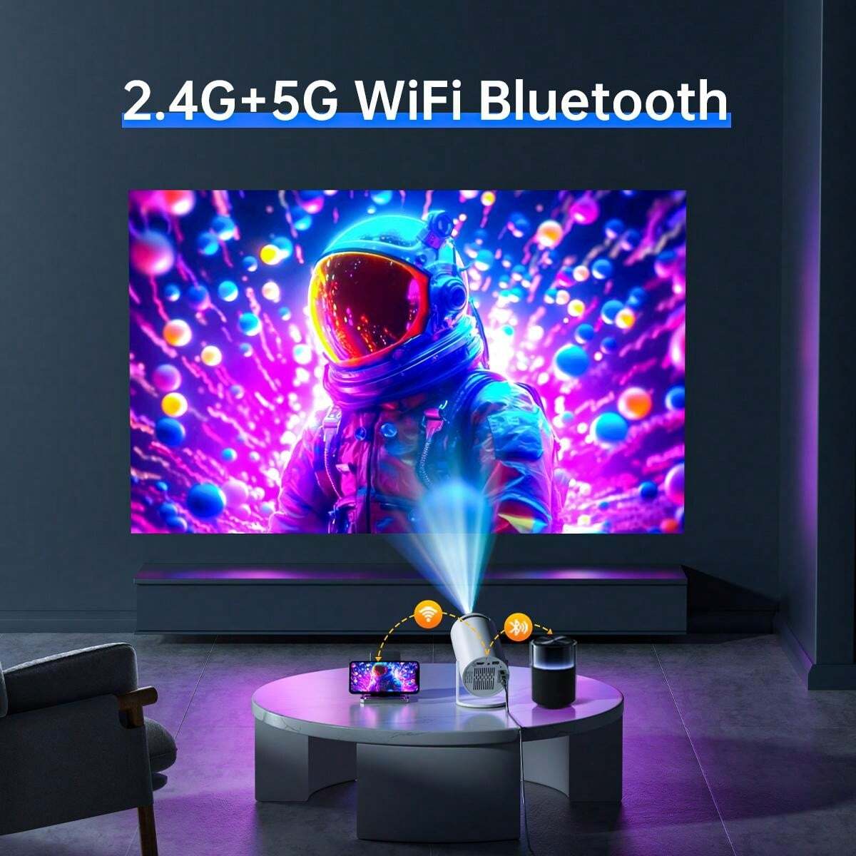 Mini projektor Android 11 WiFi6 BT5.0, przenośny projektor obsługuje ...