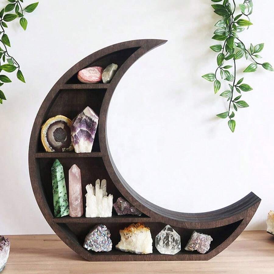 Crystal Wooden Shelf Moon Crystal Display Shelf Floating Shelf Shelf ...