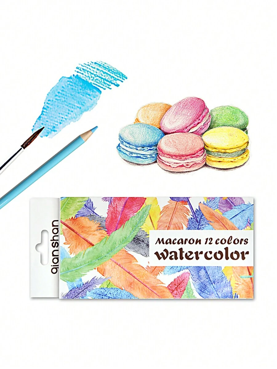 1 Box Of 12 Macaron Color Water-Soluble Colored Pencils, Art Students ...