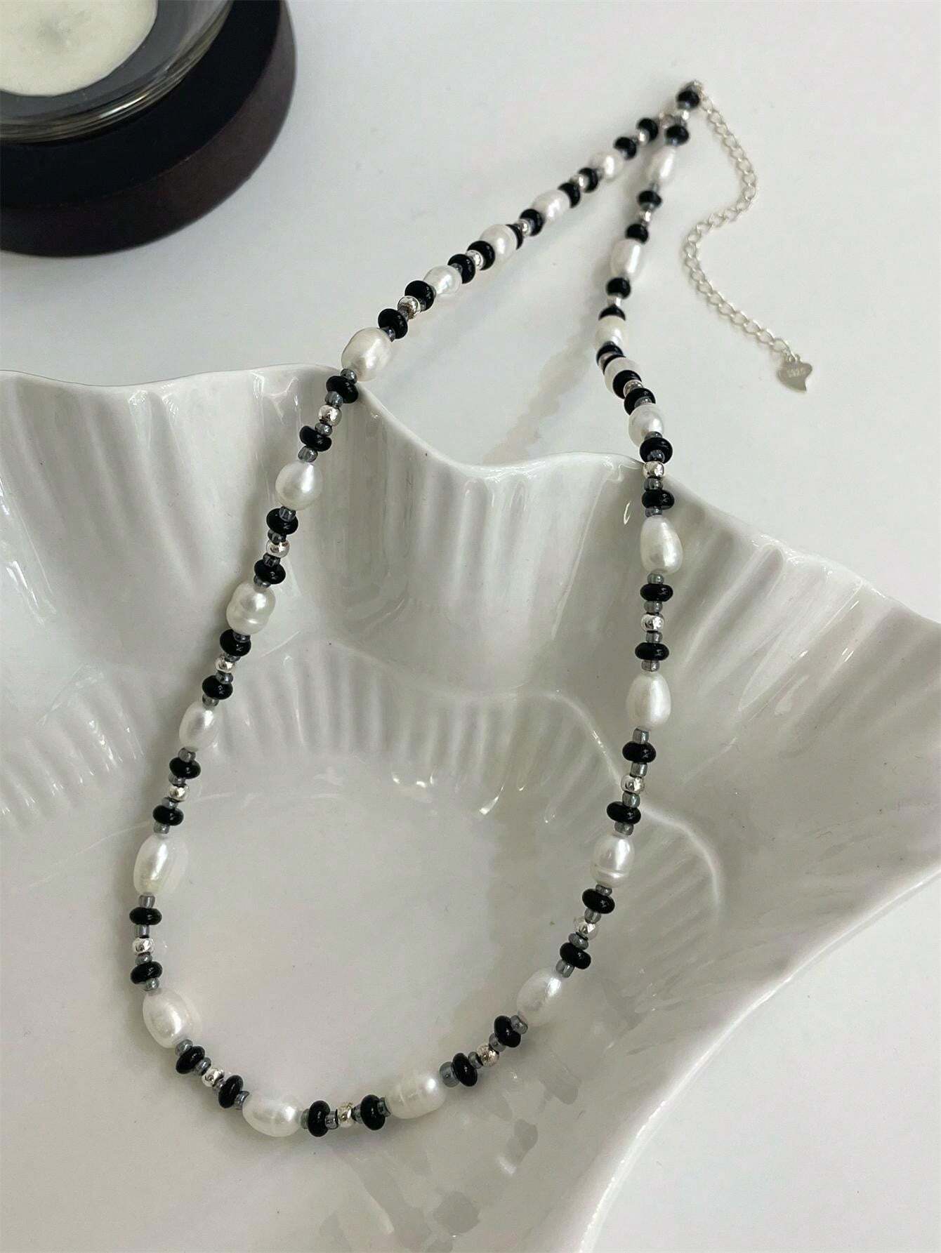 1 pezzo Collana di perle naturali in argento sterling 925 con set di ...