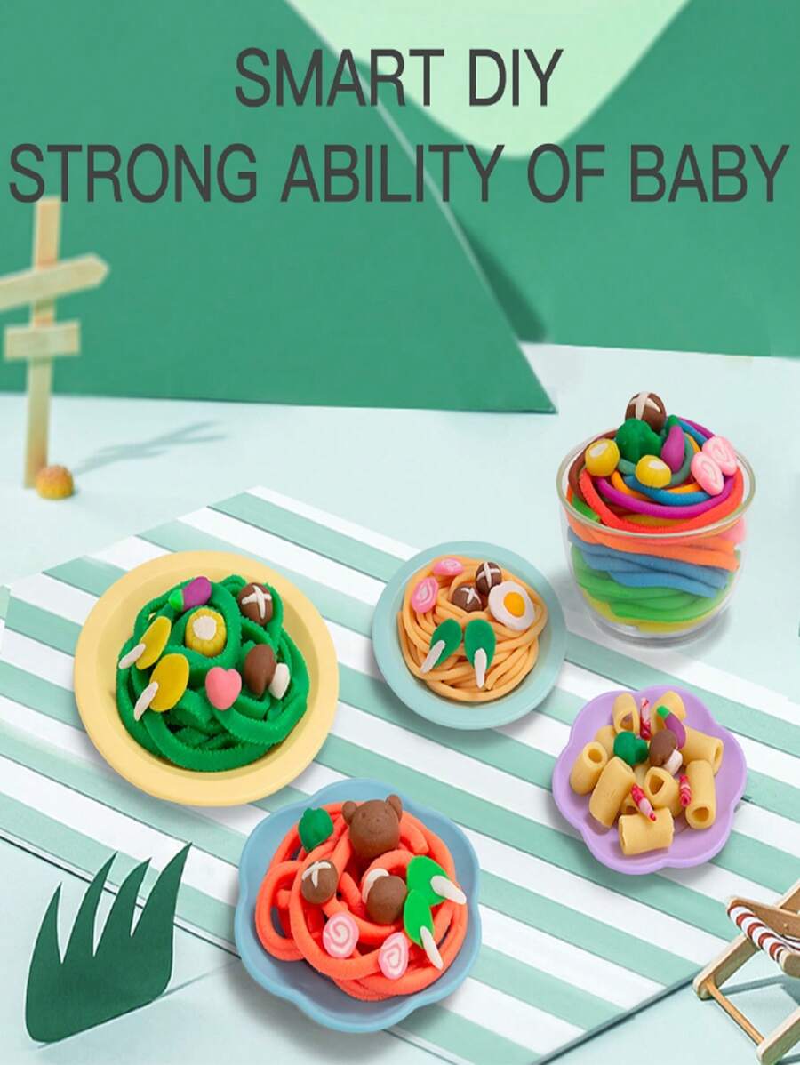 Creative 3D Plasticine Mold Children DIY Clay Toys Hamburger Sundae Ice Cream Simulated Noodle ...