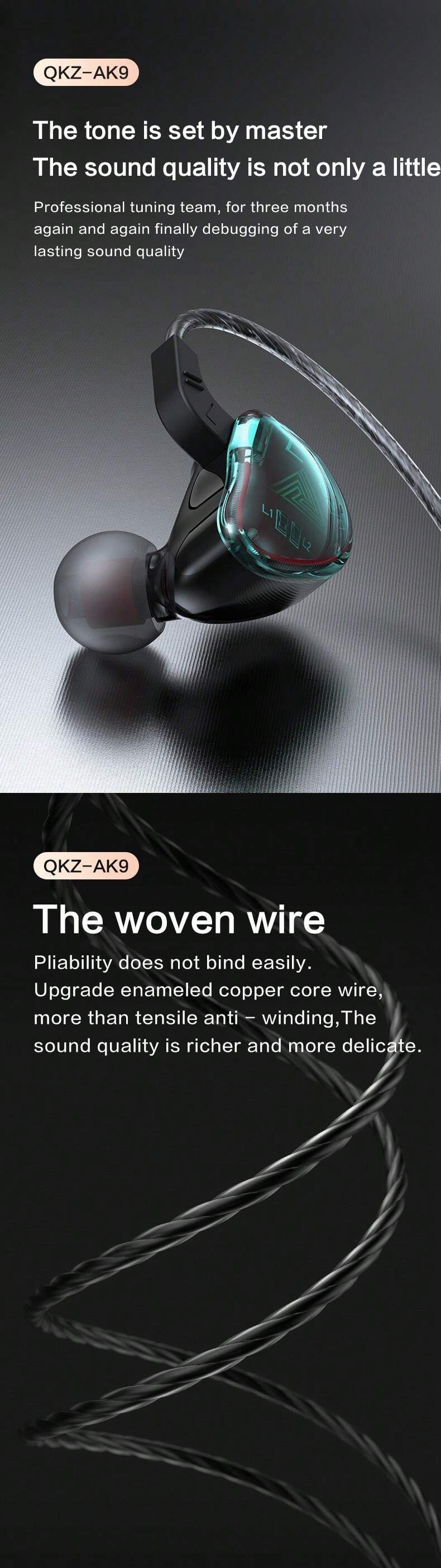 Original QKZ AK9 3.5mm AUX Wireld In-Ear HiFi Heavy Bass Earphone With ...
