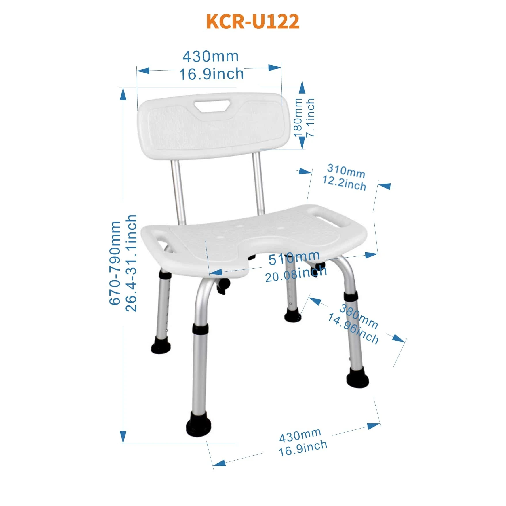 White Shower Chair For Indoor Use, Adjustable Lightweight Shower Stool ...