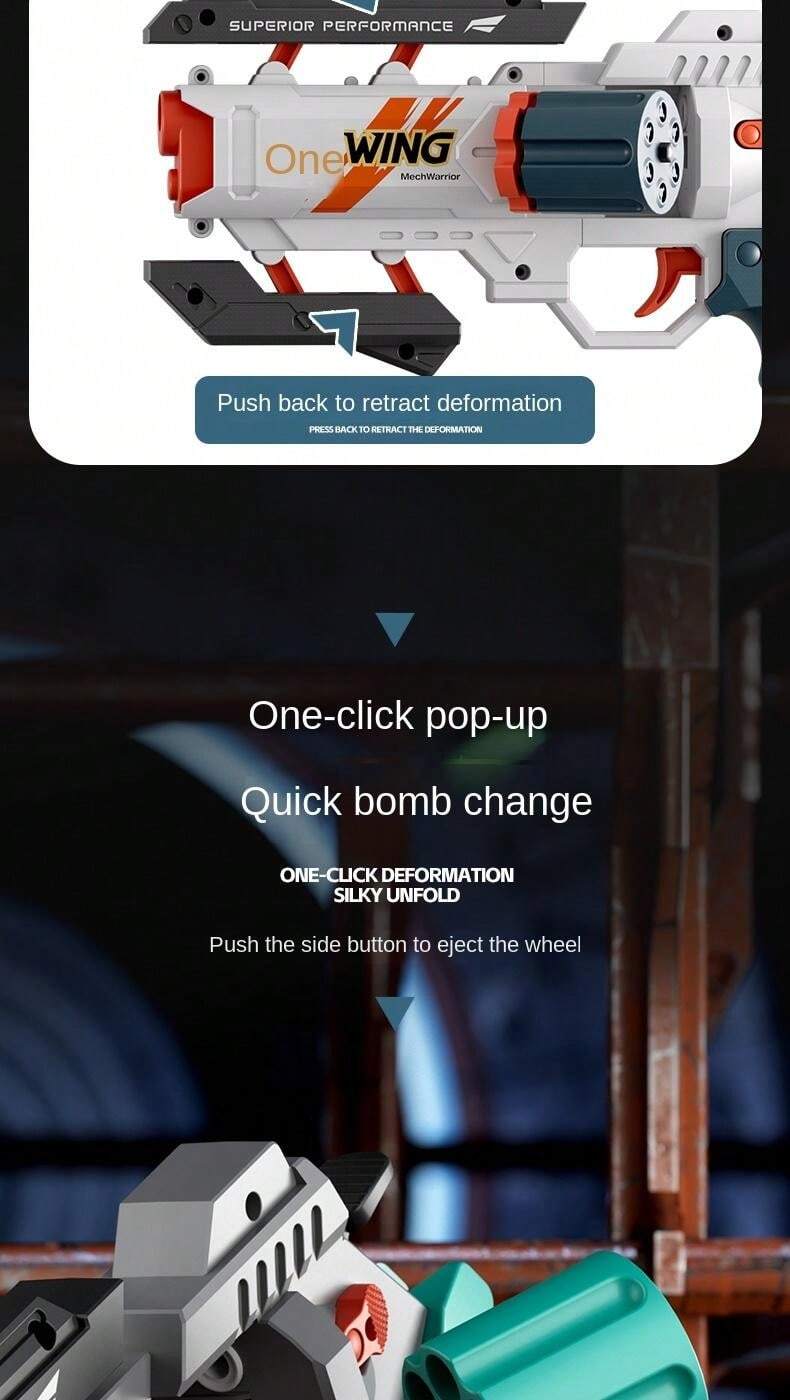 1 pieza Revólver transformable de bala suave EVA, juguete de pistola ...