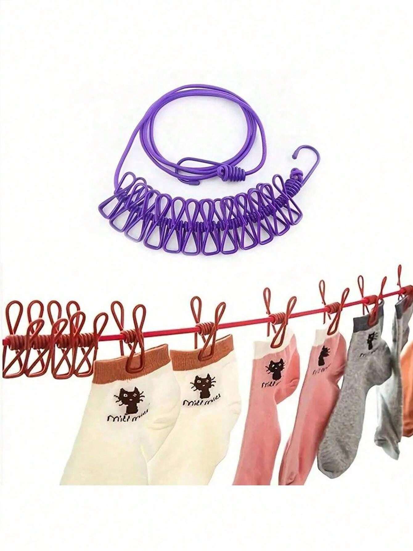 1pc Color Portable Travel Clothesline, Retractable Camping Clothesline ...