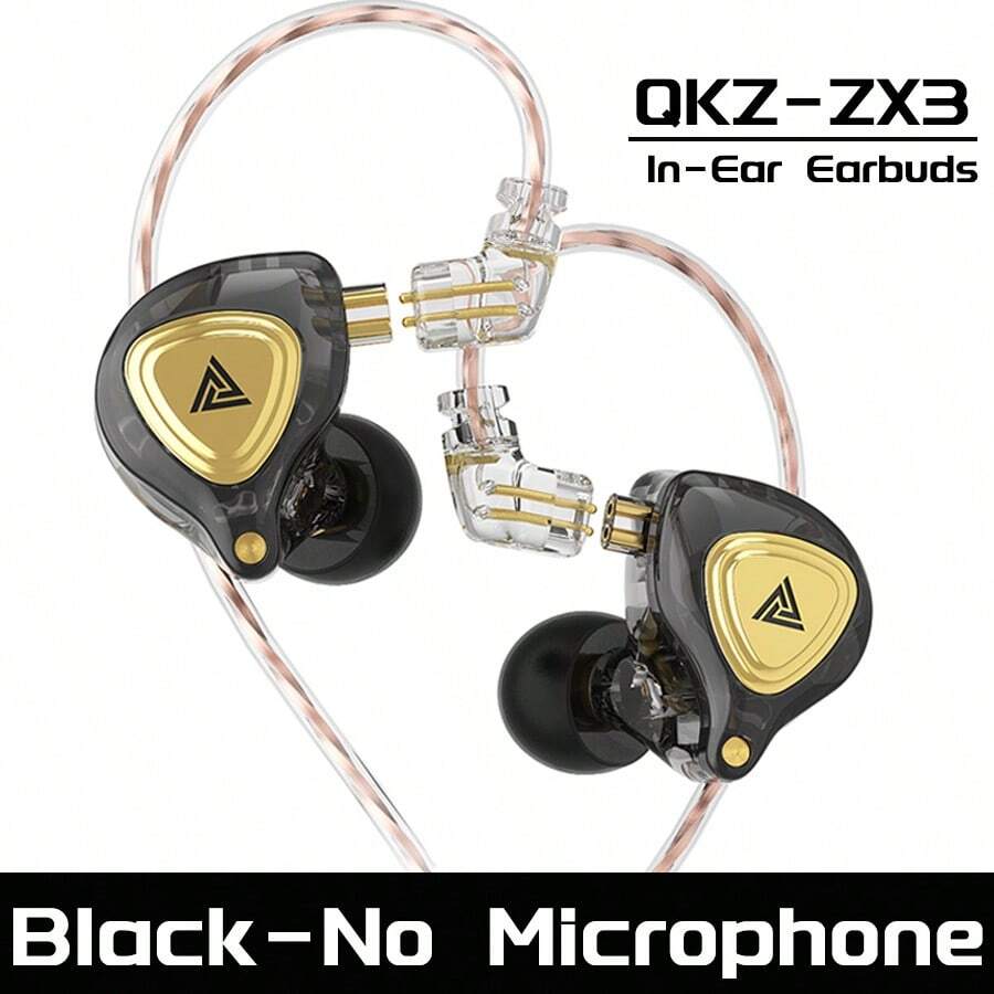 QKZ-ZX3 Auriculares con cable de graves pesados HIFI de doble dinámica con monitorización ...