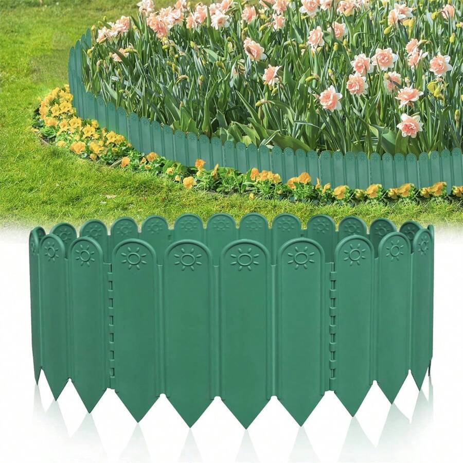 5 White Garden Edging Borders, 8.66"X8.66" Plastic Garden Landscape ...