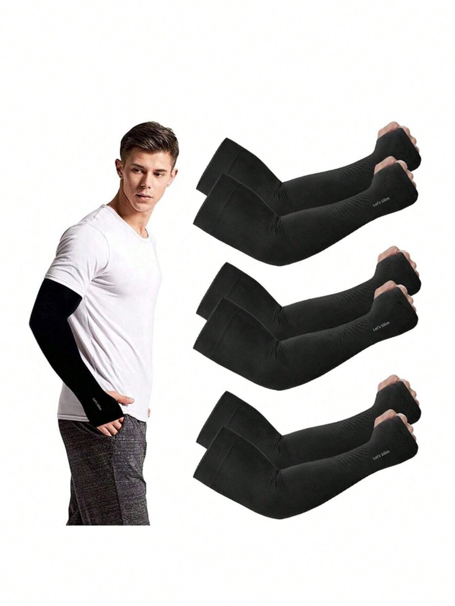 3 Pairs,UV Sun Protection Arm Sleeves With Thumb Hole For Men Women ...
