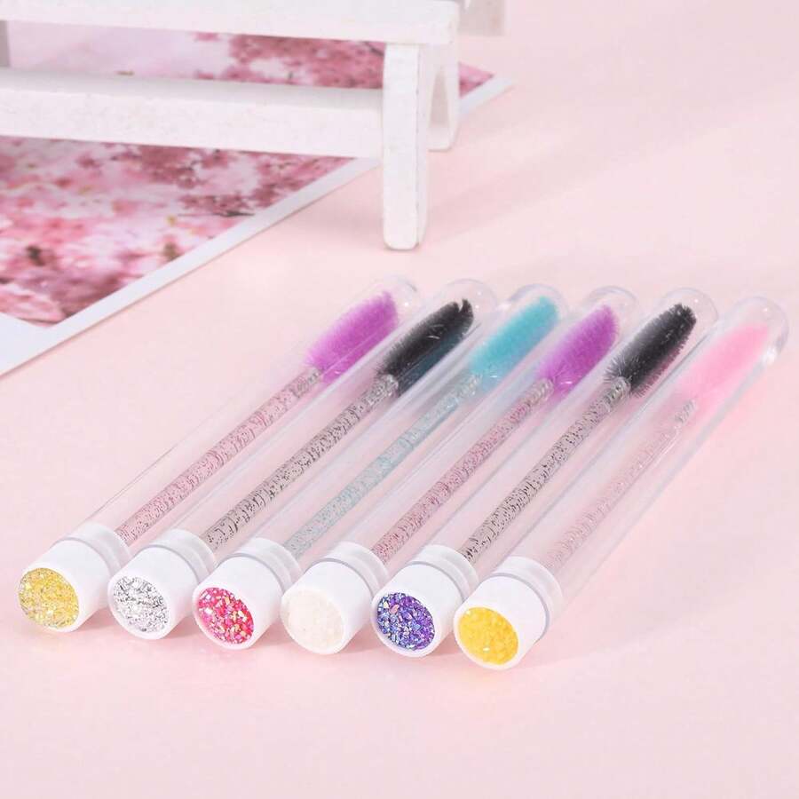Eyelash Brushes 10Pcs Disposable Crystal Eyebrow Brush Spoolies For ...