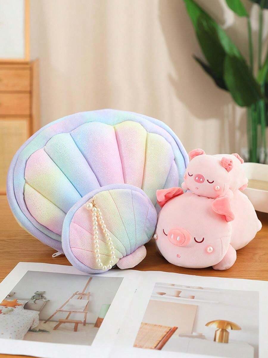 18cm New Kawaii Pink Piggy Doll Stuffed Inside The Shell Plush Toy Pig ...