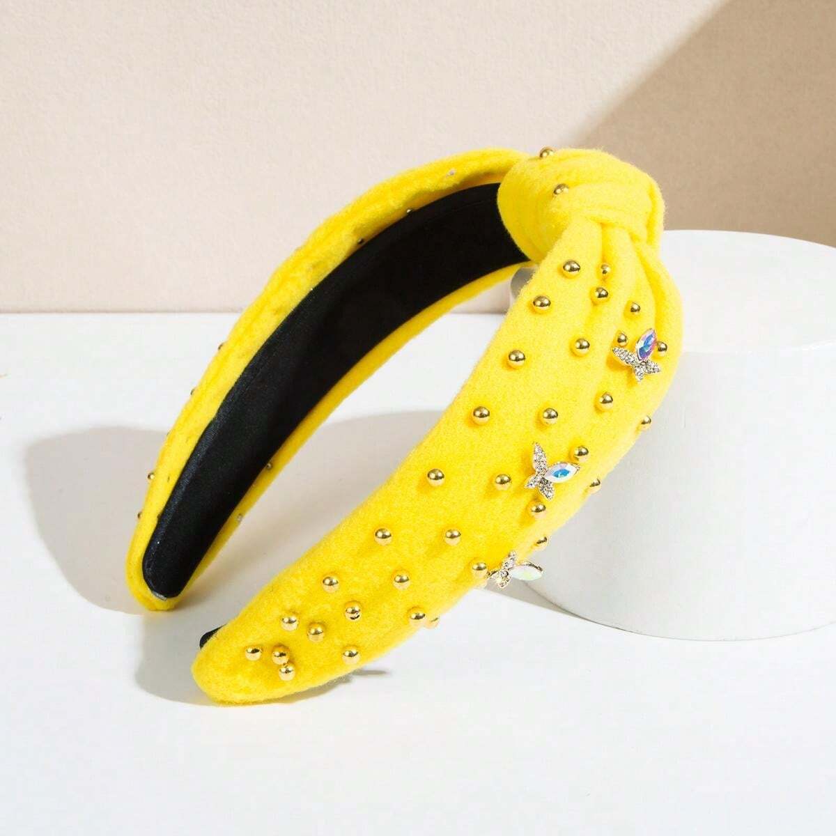 Beautiful Solid Color Fabric Knotted Heightening Headband, Beaded ...
