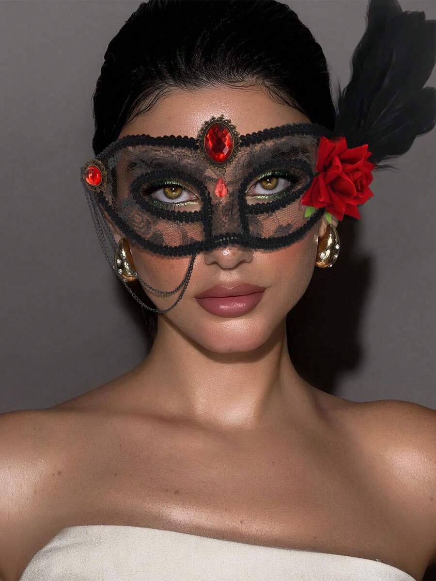 Glitter Butterfly & Flower Masquerade Mask For Festival Parties ...