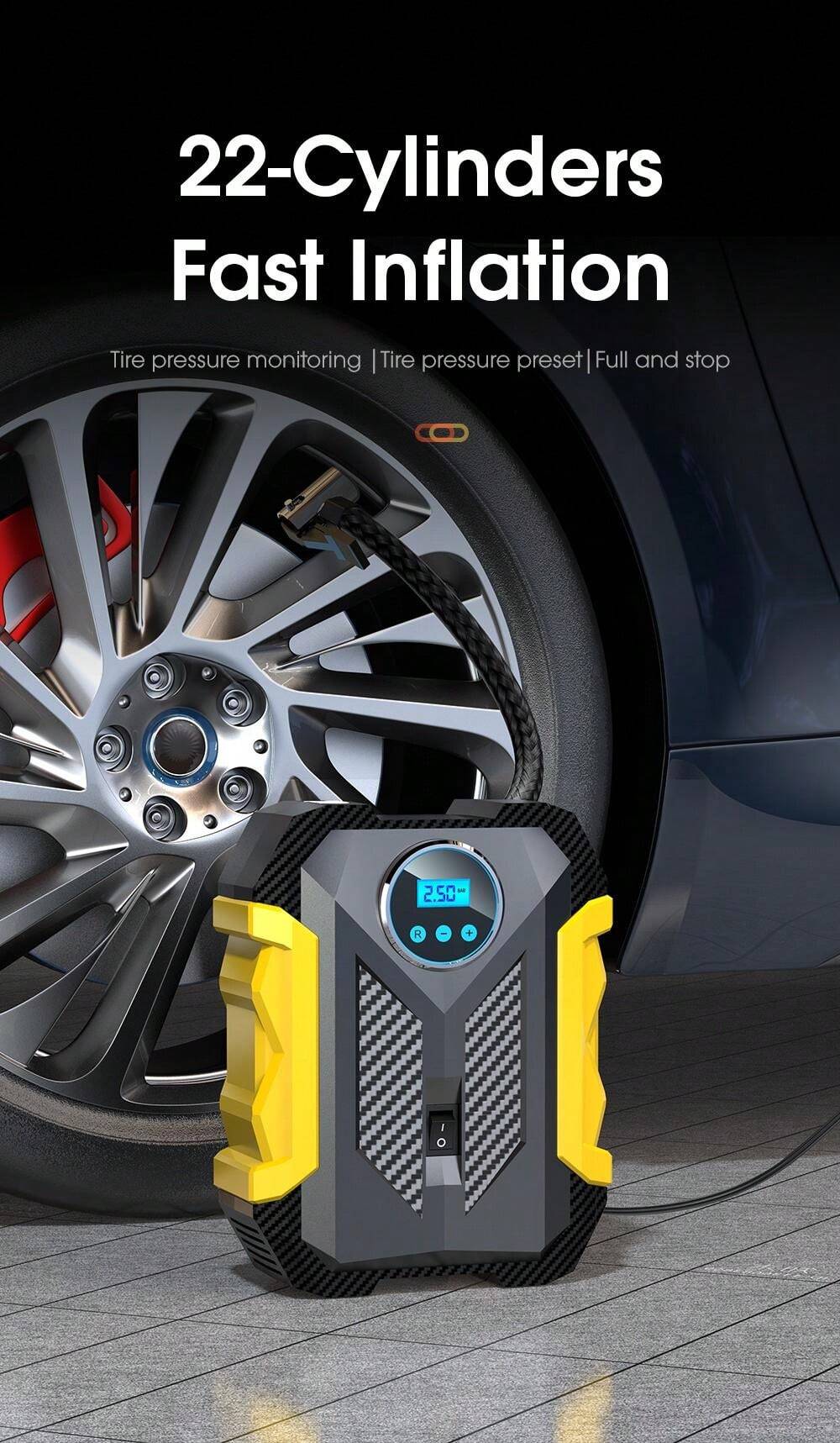 Car Tire Inflator Portable Air Pump 12V 150PSI Digital Air Compressor ...